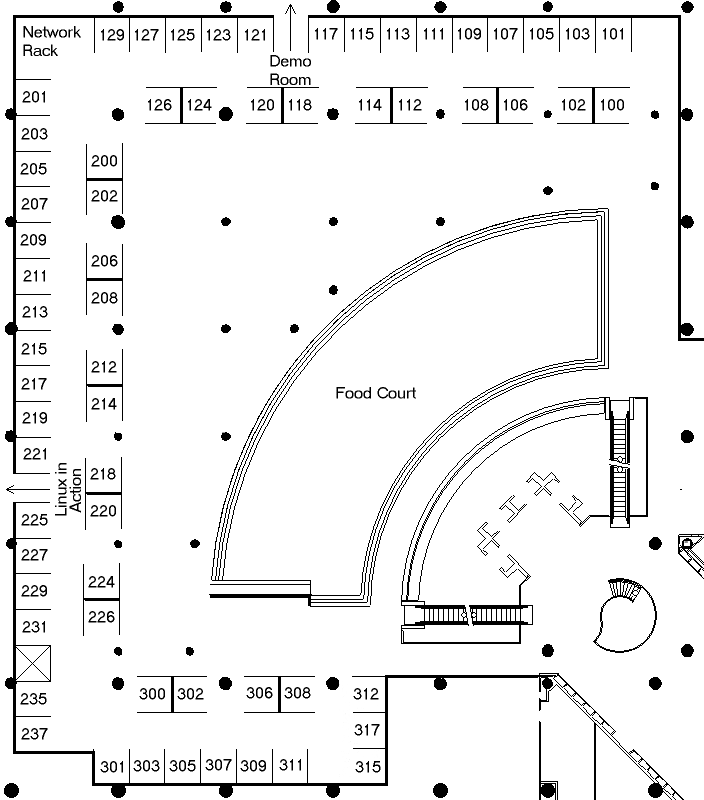1998 Atlanta Linux Showcase: Exhibits Floor Plan